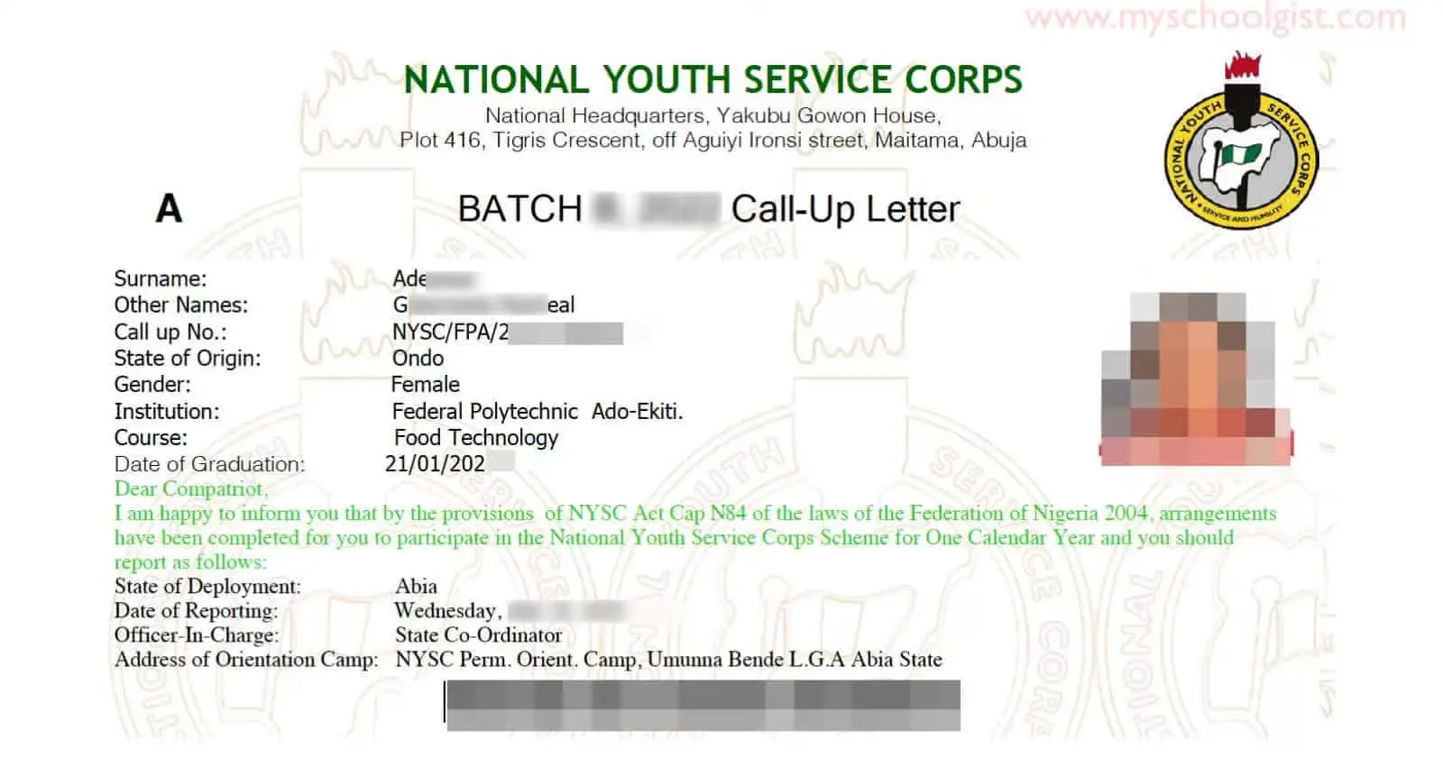 How to Print NYSC Call-Up Letter for Prospective Corp Members